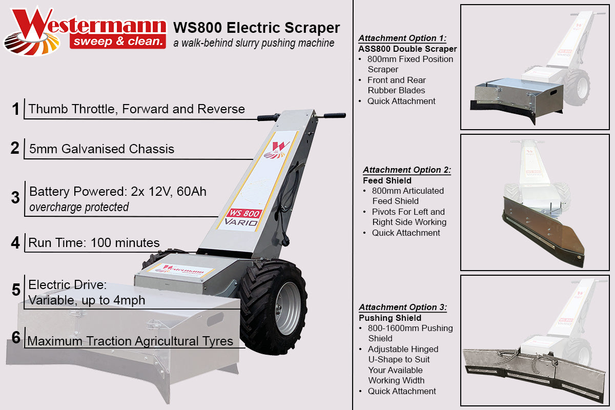 WS800 Electric Farm Scraper - Features